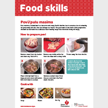 Making a healthier meal using povi/pulu masima - Recipe card - Heart ...